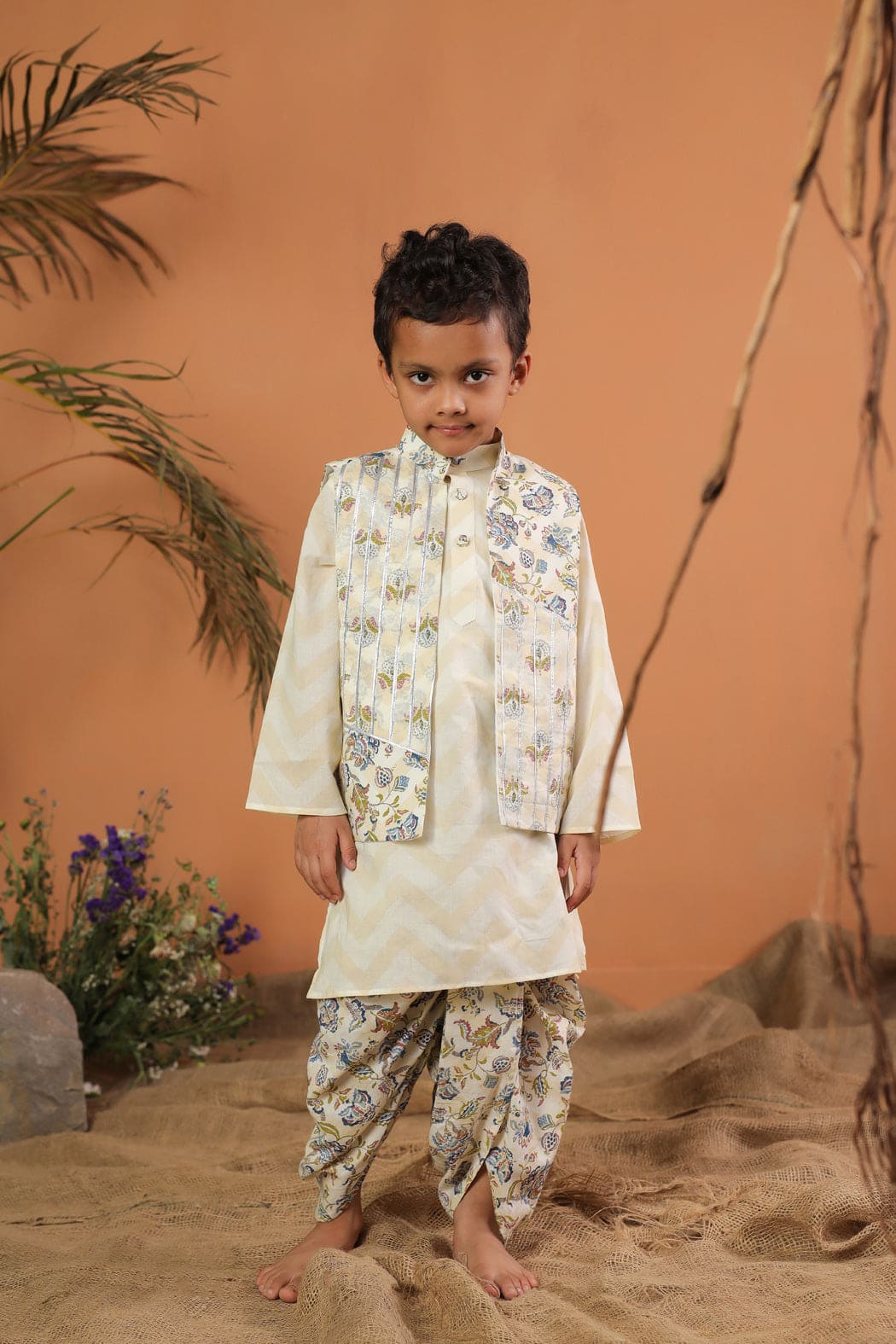 Pre-Order- Boy 3 Pc Bundi Set- Beige– Peonyy Kids