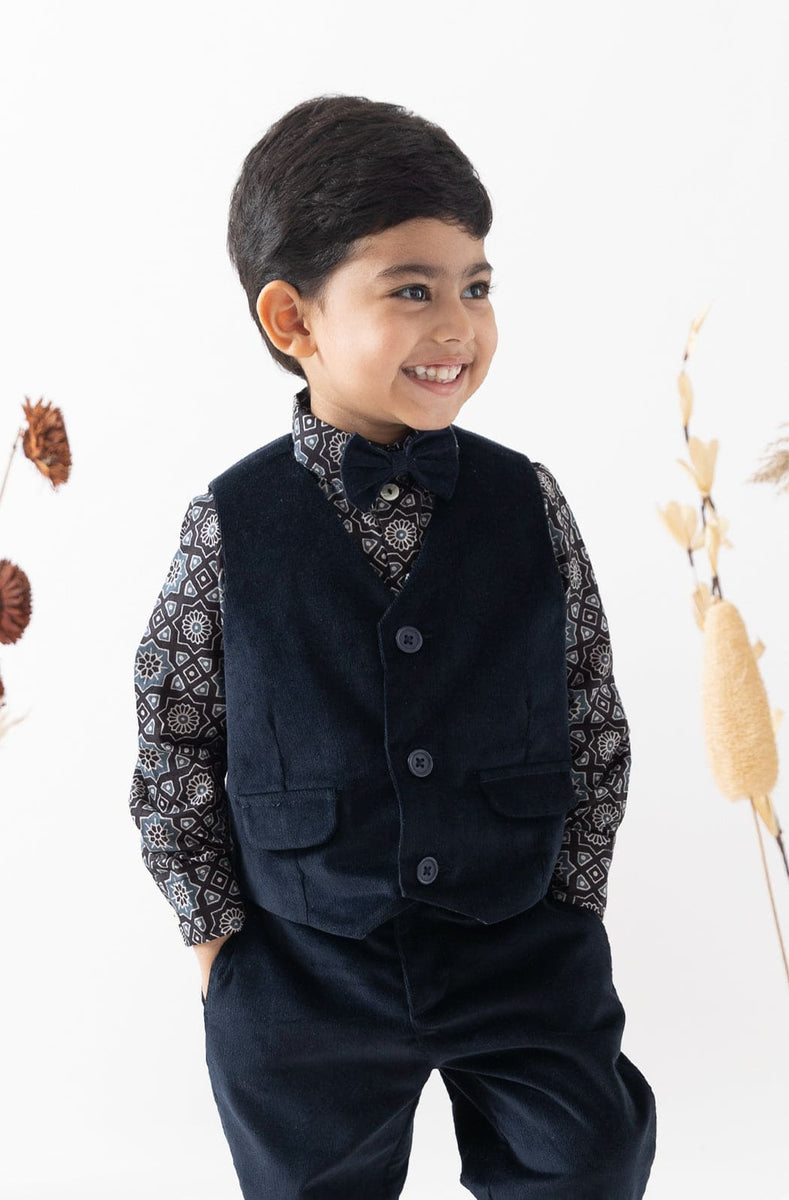Pre-Order: Boy Little Gentleman Waistcoat - Navy Blue– Peony Kids Couture