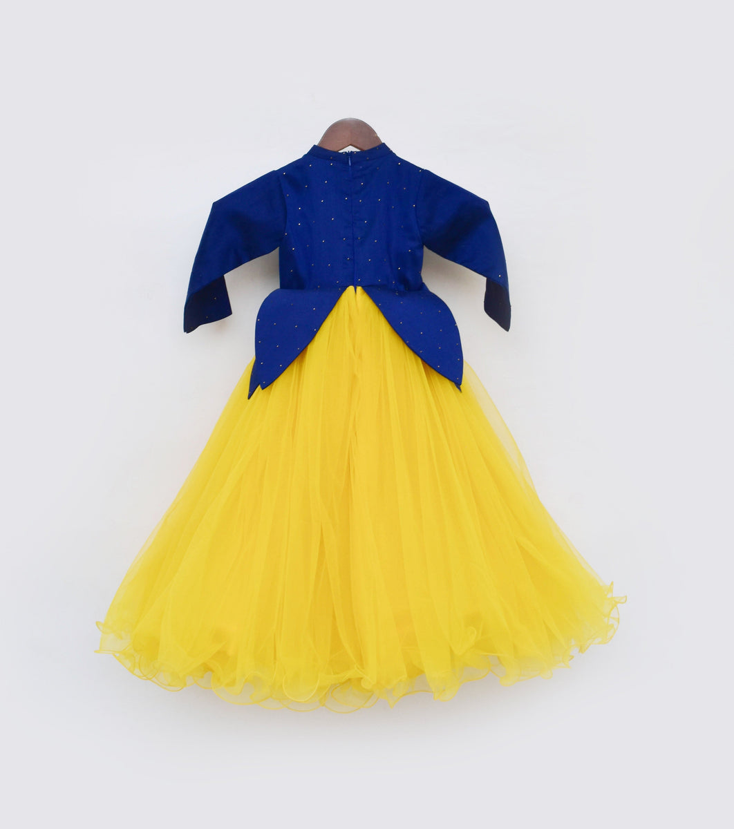 Pre-Order: Blue and Yellow Net Gown– Peonyy Kids