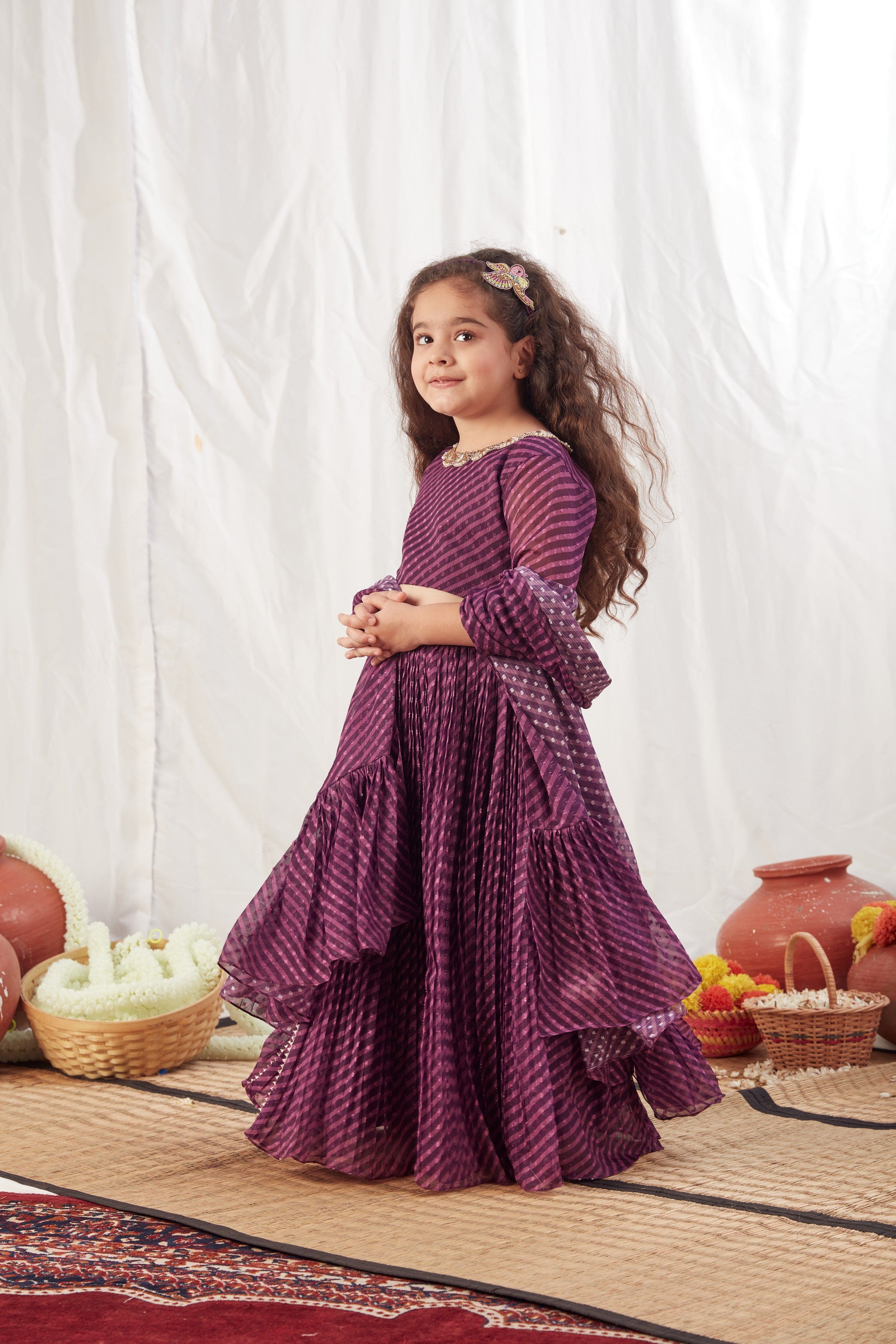 Pre-Order: Purple Leheriya Lehenga– Peonyy Kids